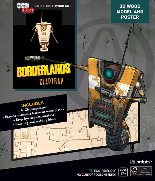 IncrediBuilds: Borderlands: Claptrap 3D Wood Model and Poster – Insight ...